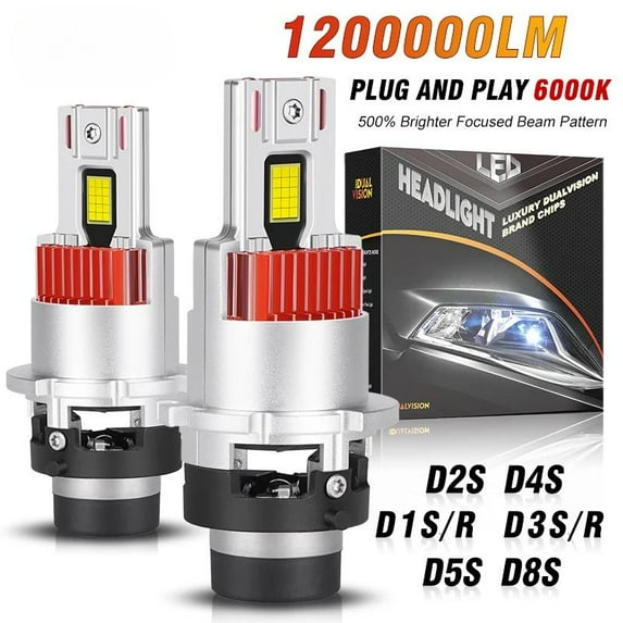 2Pc D2S D4S LED Car Headlight Bulb Canbus Xenon Bulbs HID D1S D3S ...