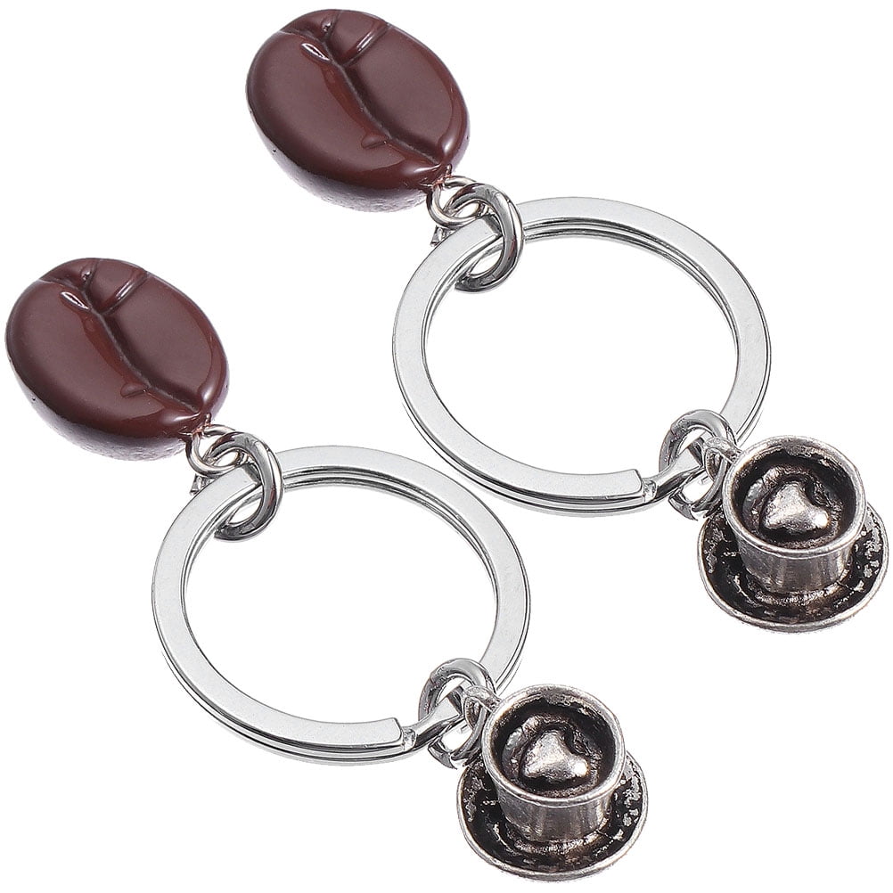 2Pc Delicate Key Chains Heart Shape Coffee Bean Keyrings (Assorted ...