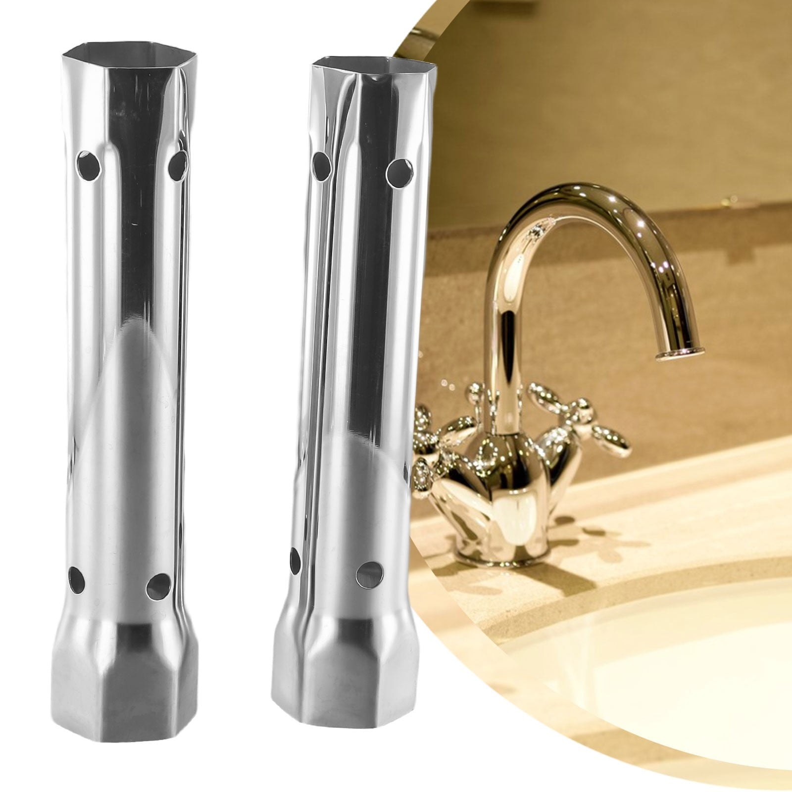2Pc Faucet Wrench Pipe Spanner Key Tube Ring Plumbing Tool Socket ...