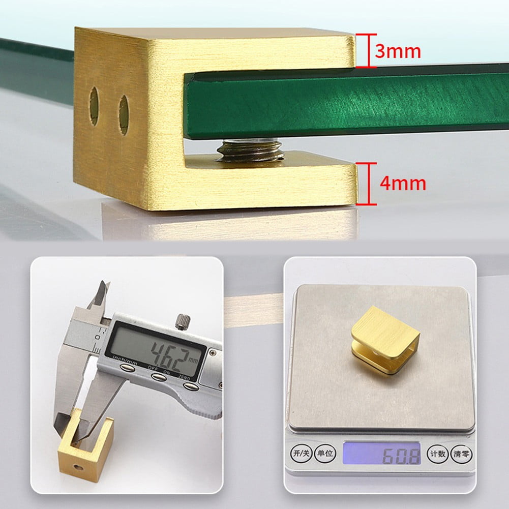 2Pc Glass Shelf Support Clamp Brackets Clip Gold Shelves 8Mm-12Mm ...