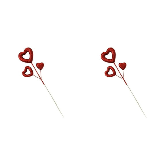 2Pc Glitter Heart Foam Picks, Puffy Sparkly Heart on Sticks, Valentines ...