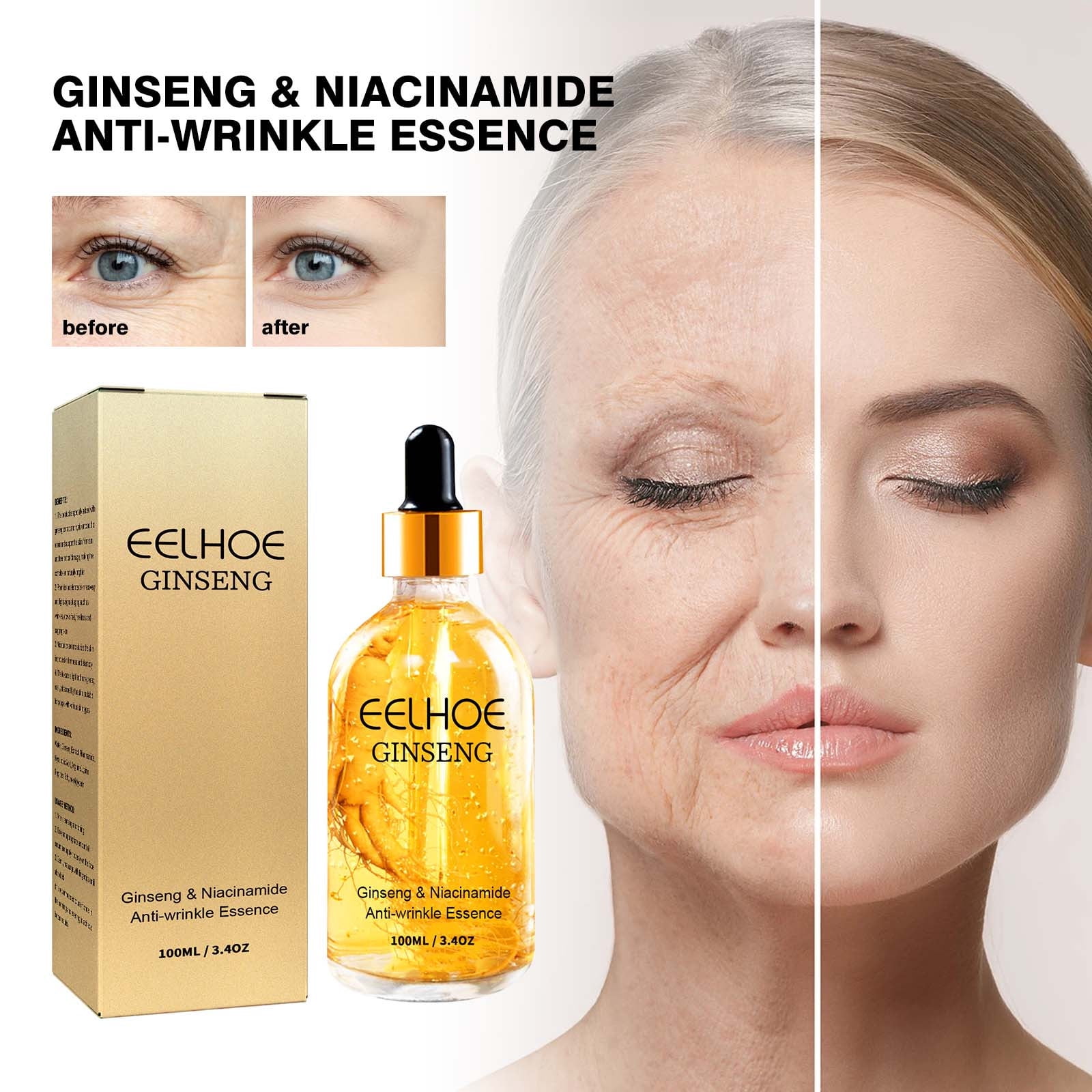 2Pc Gold Ginseng Serum,Ginseng Extract Non Wrinkle Serum,Polypeptide ...