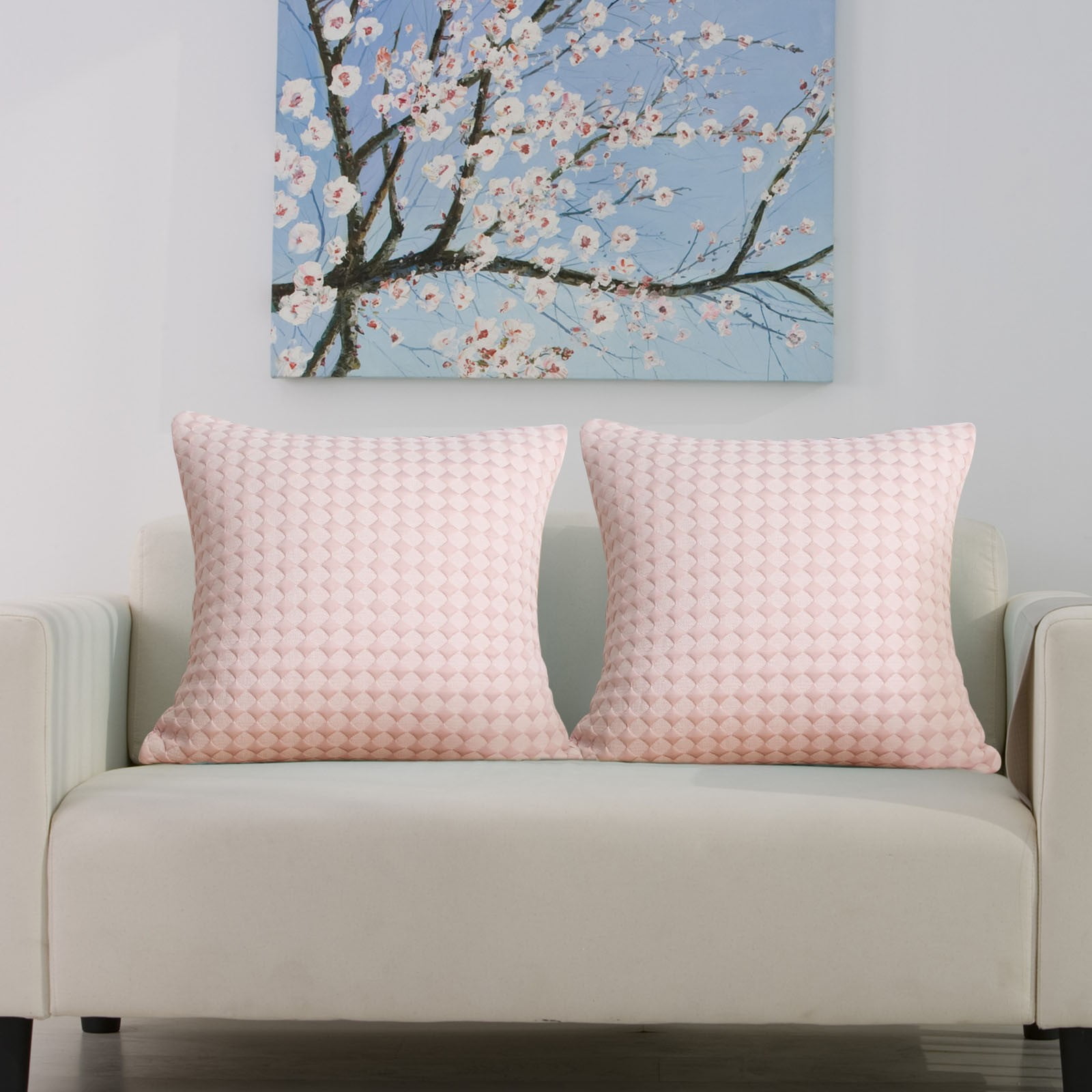 2Pc Ice Silk Pillow Cover Square Bedhead Pillowcase Cool Texture Sofa ...