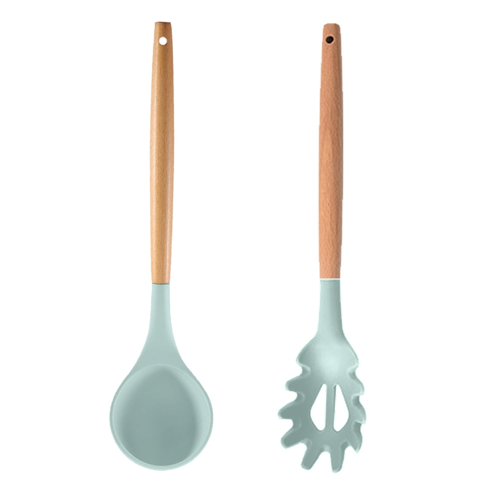 2Pc Kitchen Utensil Set, Easy to Clean Wooden Kitchen Utensils, Cooking ...
