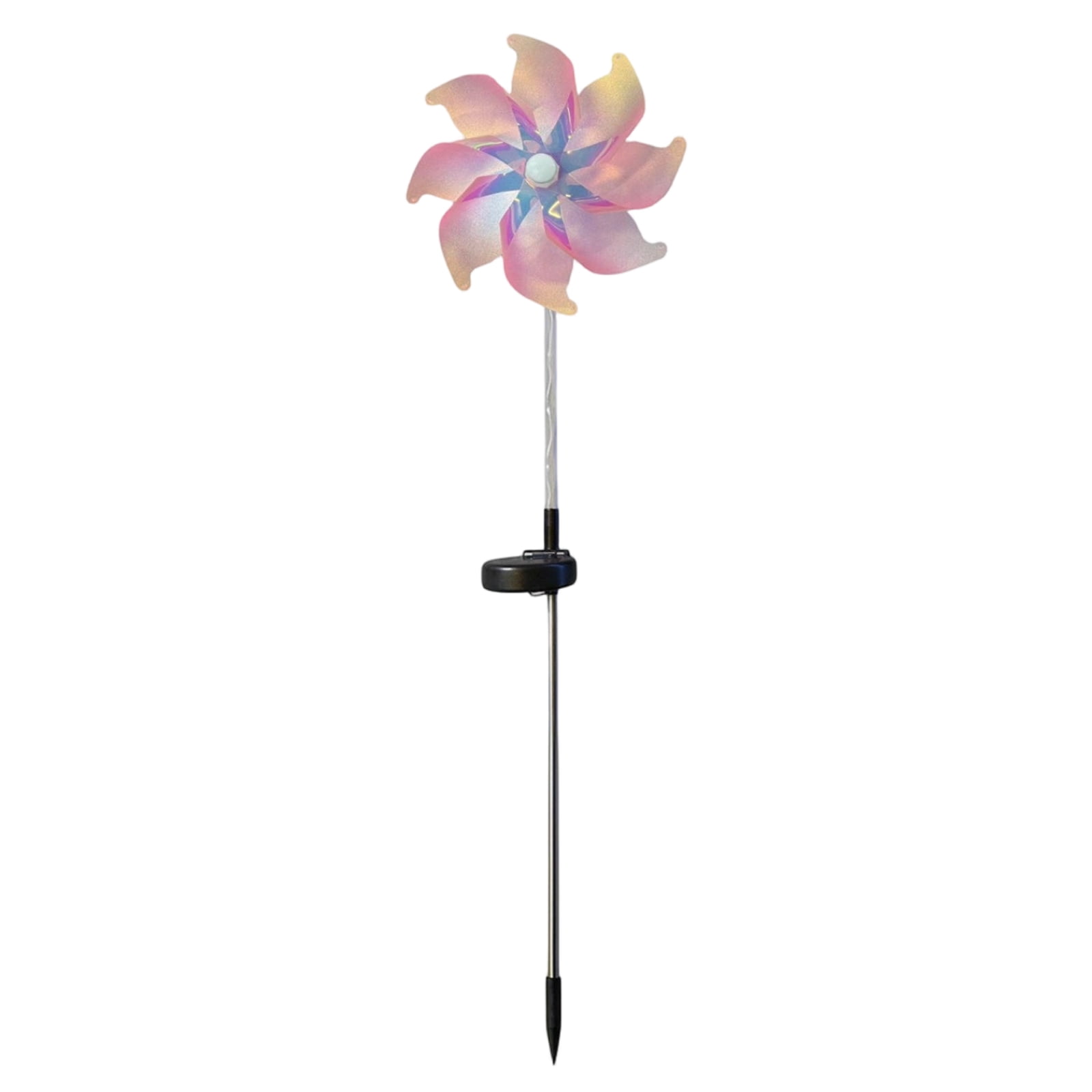 2Pc Light Pink Rotating Windmill Solar Ground Plug Lamps, Solar Stake ...