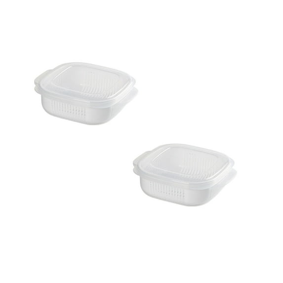 2Pc Microwave Safe Bento Box With Drainage Function, Double Layer ...