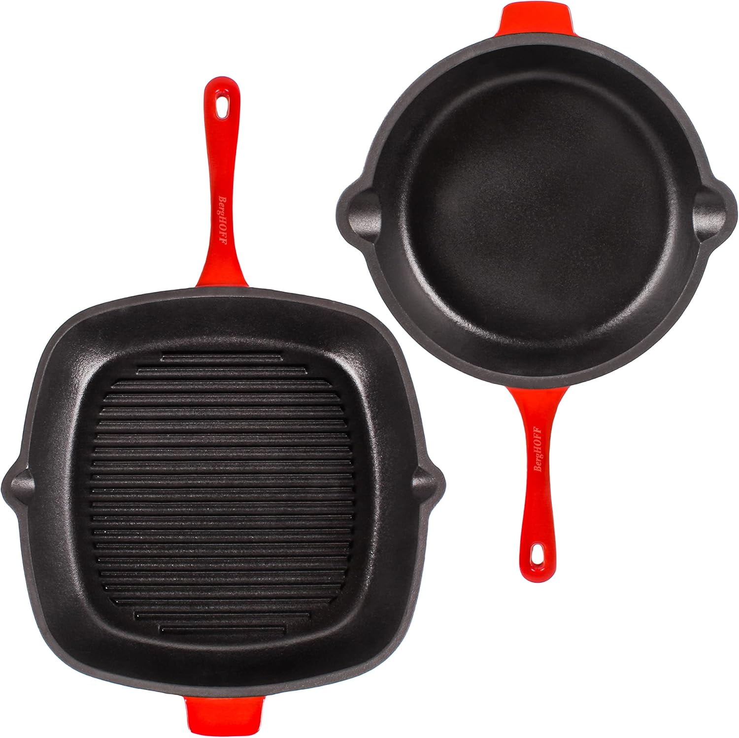 2Pc Neo Enameled Cast Iron Cookware Set, Grill Pan 11 Inches, Fry Pan ...