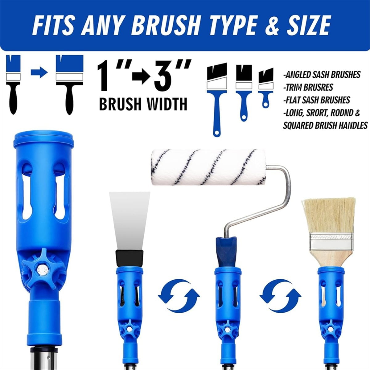 2Pc Paint Brush Extender for Walls Extension Pole Attachments Roller ...