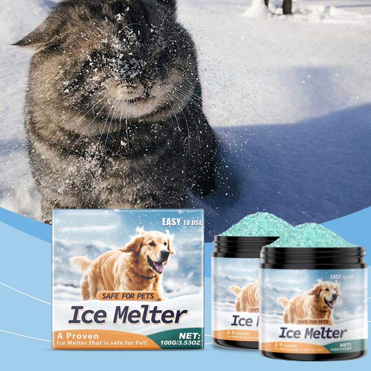 2Pc Pet-Friendly Ice Melt Pet Safe,Icing Snow Melting Agent Outdoor,Pet ...
