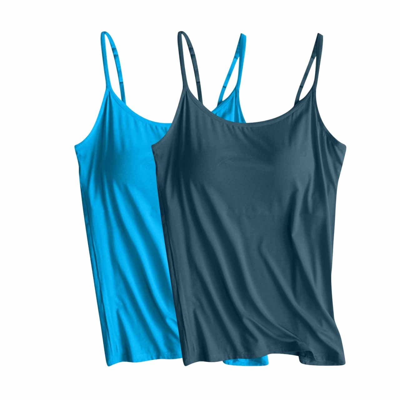 2Pc Plus Size Camisole Built in Bra for Women Wireless Fabric Support ...