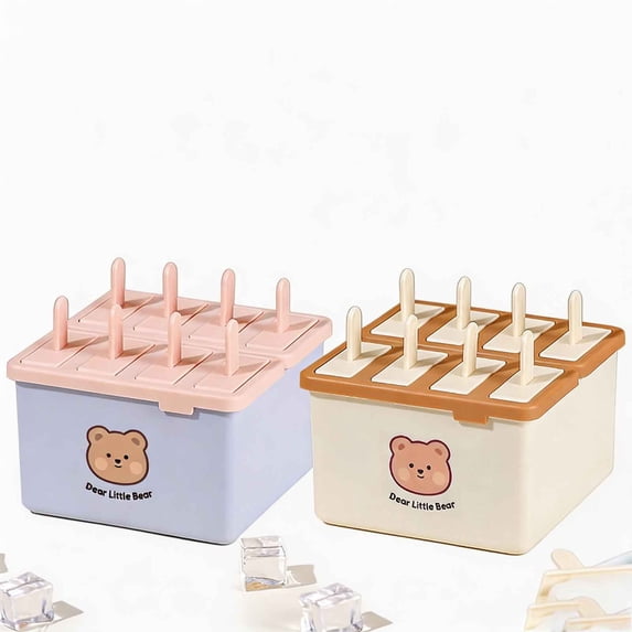 2Pc Popsicles Molds, 8 Compartments Ice Pop Mold, Reusable Easy Release ...