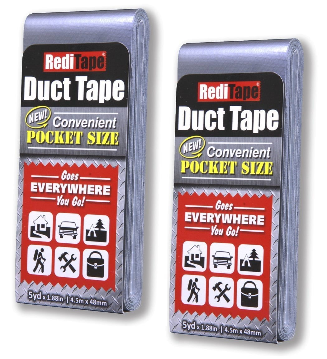2Pc RediTape 1.88 in. W x 5 yd. L Silver Solid Pocket-Size Duct Tape ...