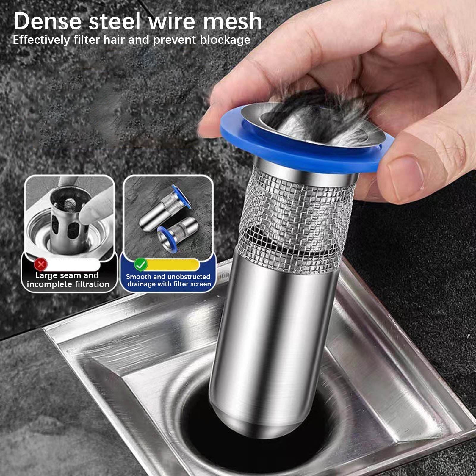 2Pc Shower Floor Drain Backflow Preventer,304 Odor-Proof Drain Core ...