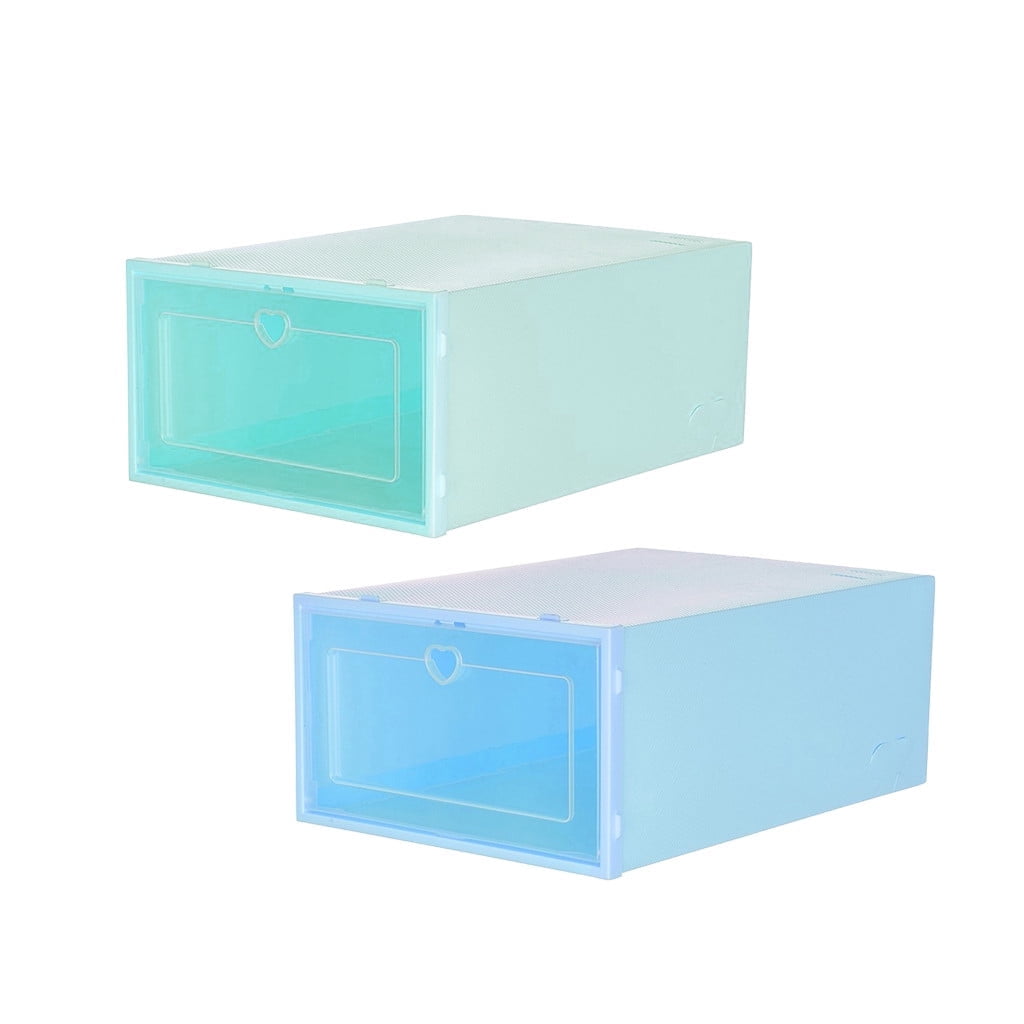 2Pc Small Transparent Storage Shoe Box Mix and Match Combination,2Pc Foldable Clear Shoes ...