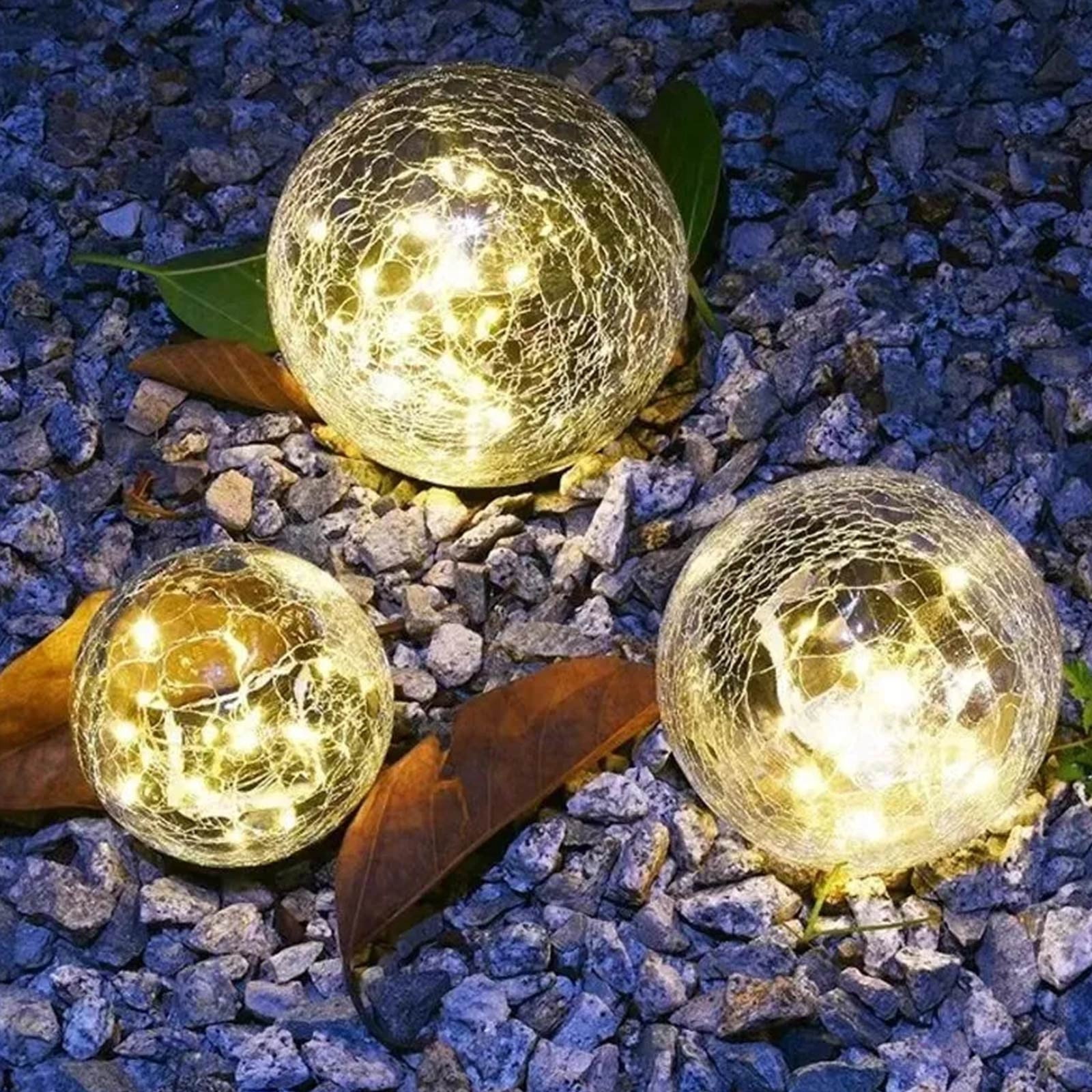2Pc Solar Garden Lights Outdoor, Garden Decor Ice Ball LED Garden Stake ...