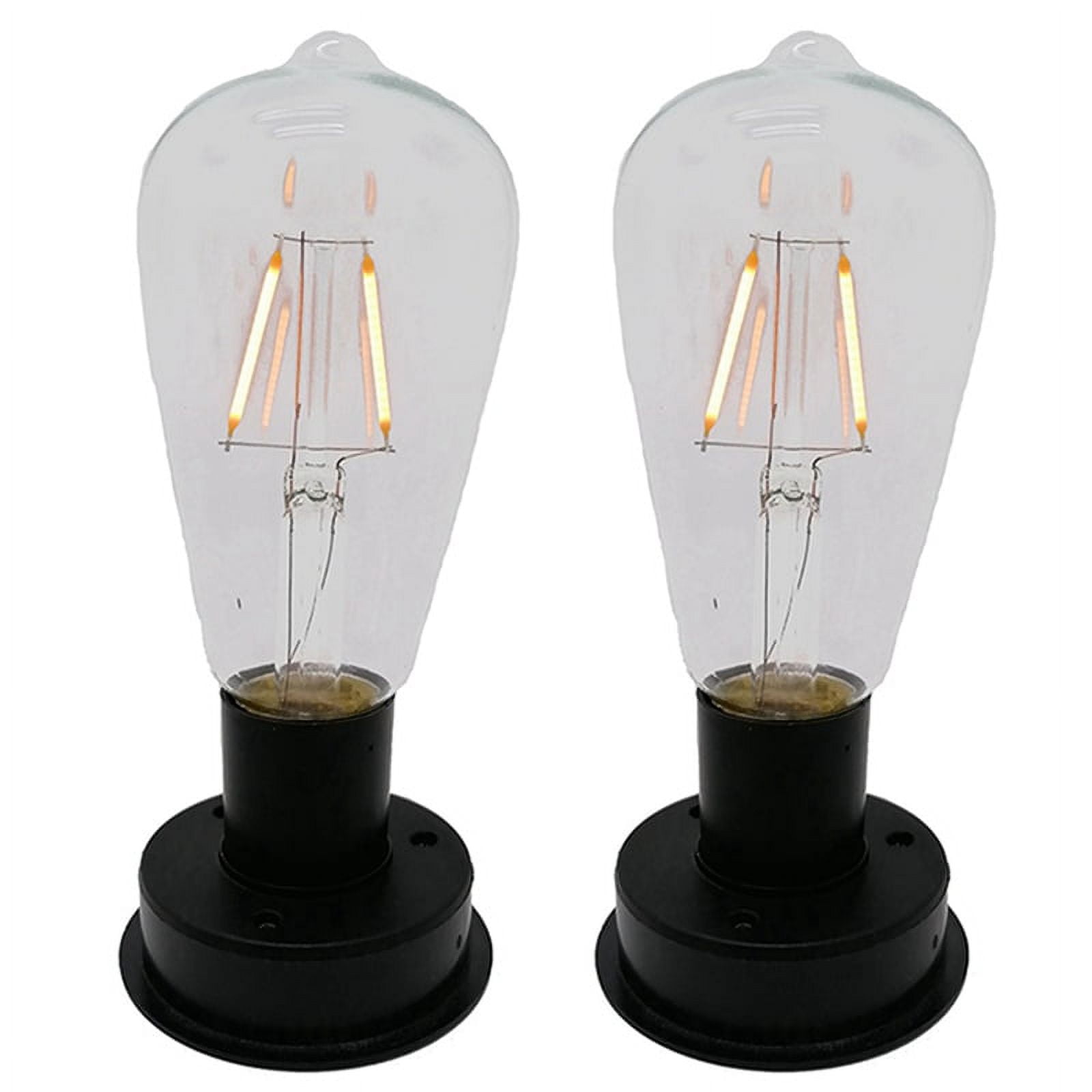 2Pc Solar LED Filament Bulb Lamp 2800K Automatic Light Sensors Fence ...