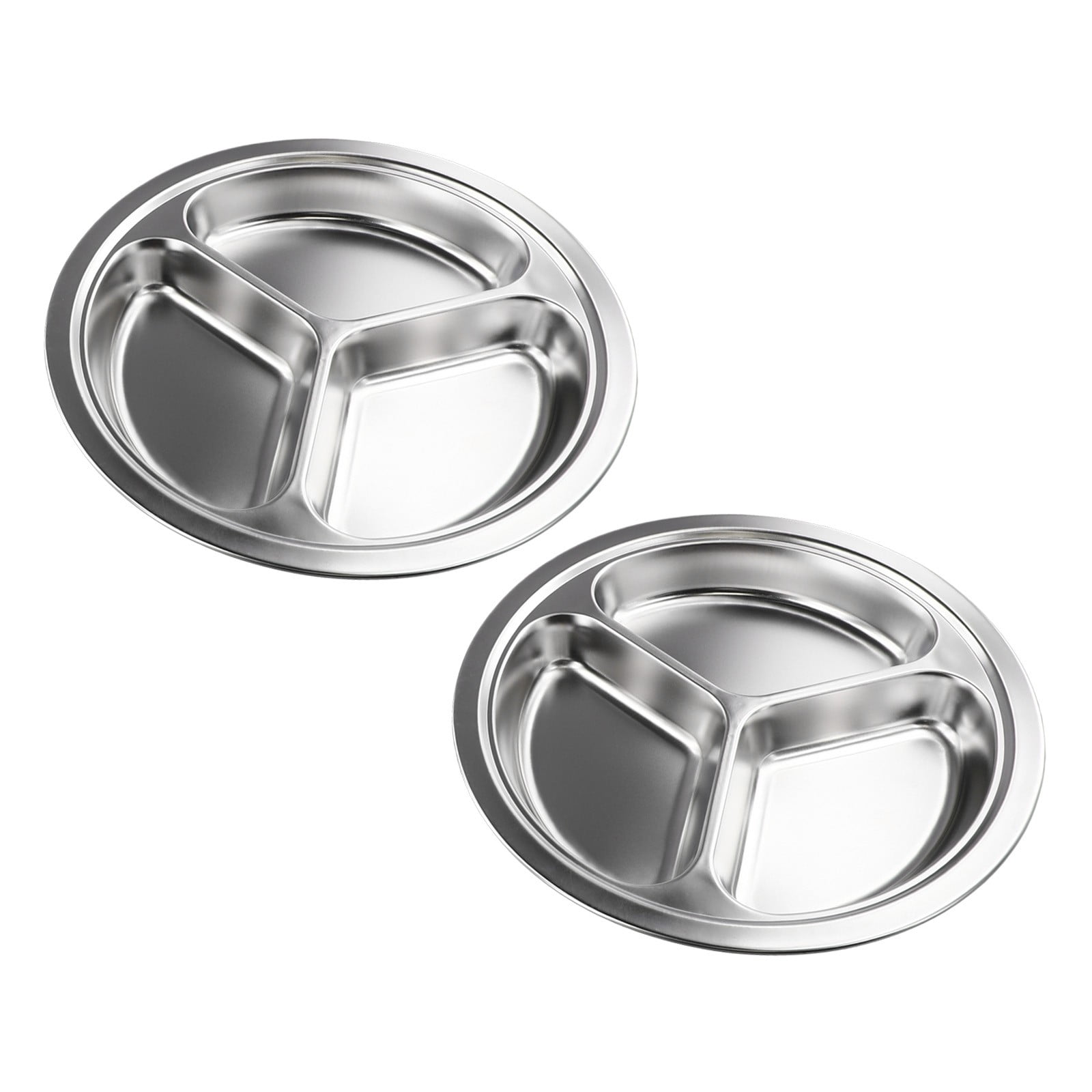 2pc Stainless Steel Round Plates Dishes Dinner Plate Camping Metal ...