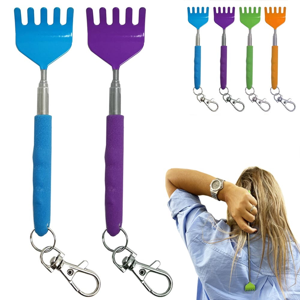 2Pc Telescopic Back Scratcher Keychain Metal Extendable Eliminating ...