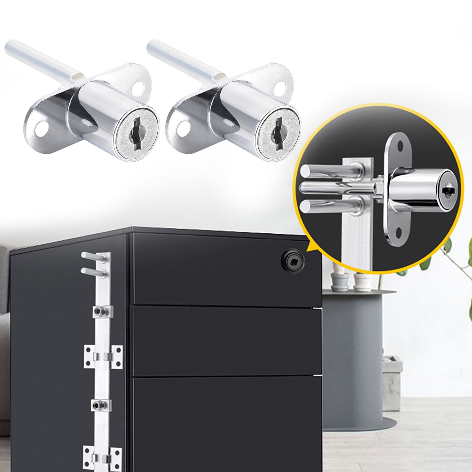 2Pc Three in One Drawer Lock for Desks Triple Lock Core Single Lock ...