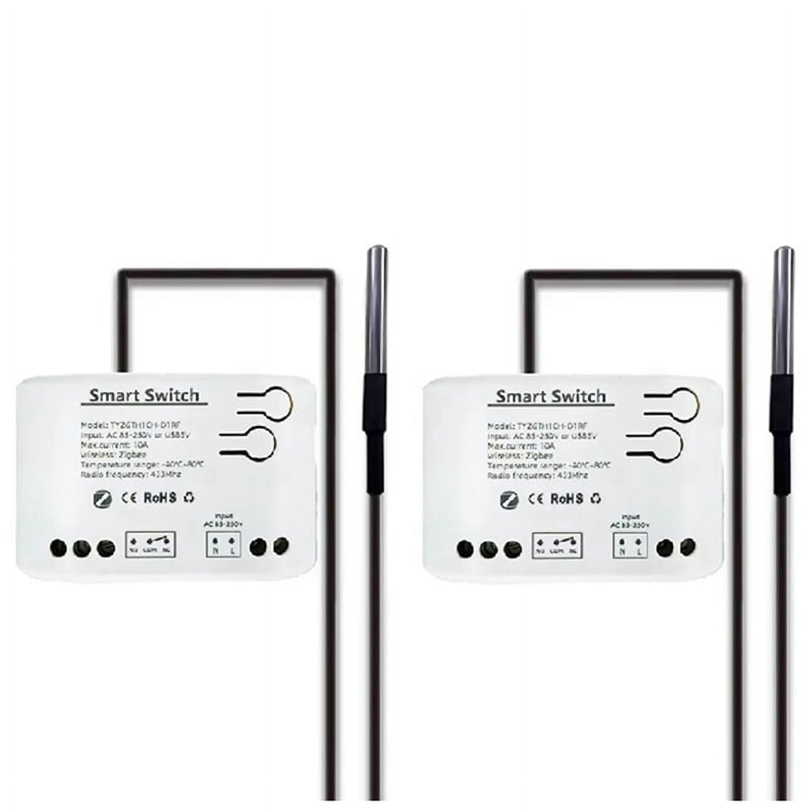2Pc Tuya Smart Zigbee Switch with Temperature Sensor Passive Dry ...