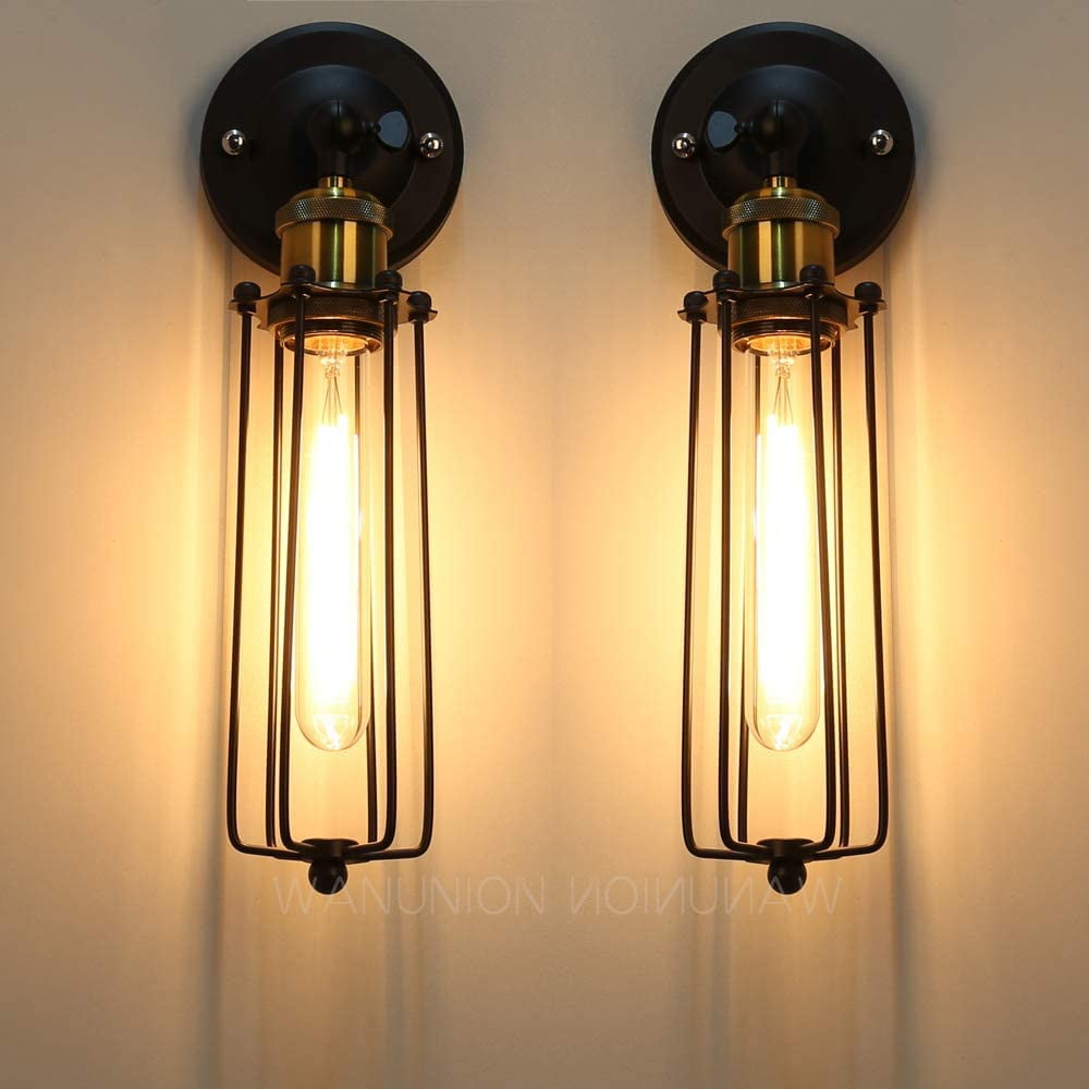 2Pc Vintage Wall Sconce Metal Cage Sconce Light Fixture Antique ...