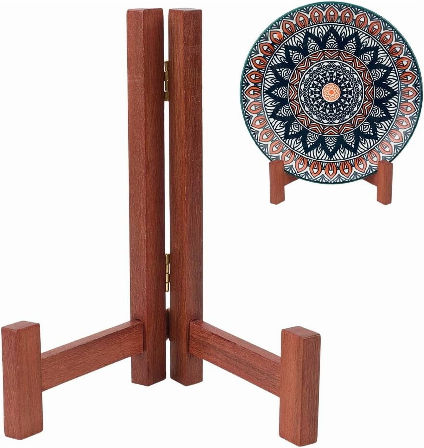2Pc Wood Plate Display Stands 3.54x5.20x6.89 Inch Plate Wood Holders ...