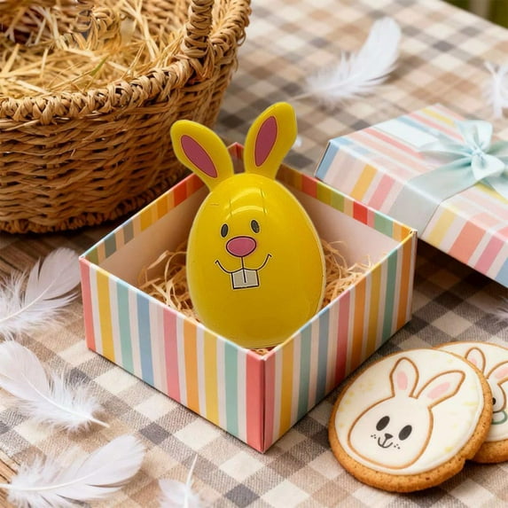 2Pc Yellow Easter Bunny Eggs Set – Candy Eggshells Gift Boxes with ...