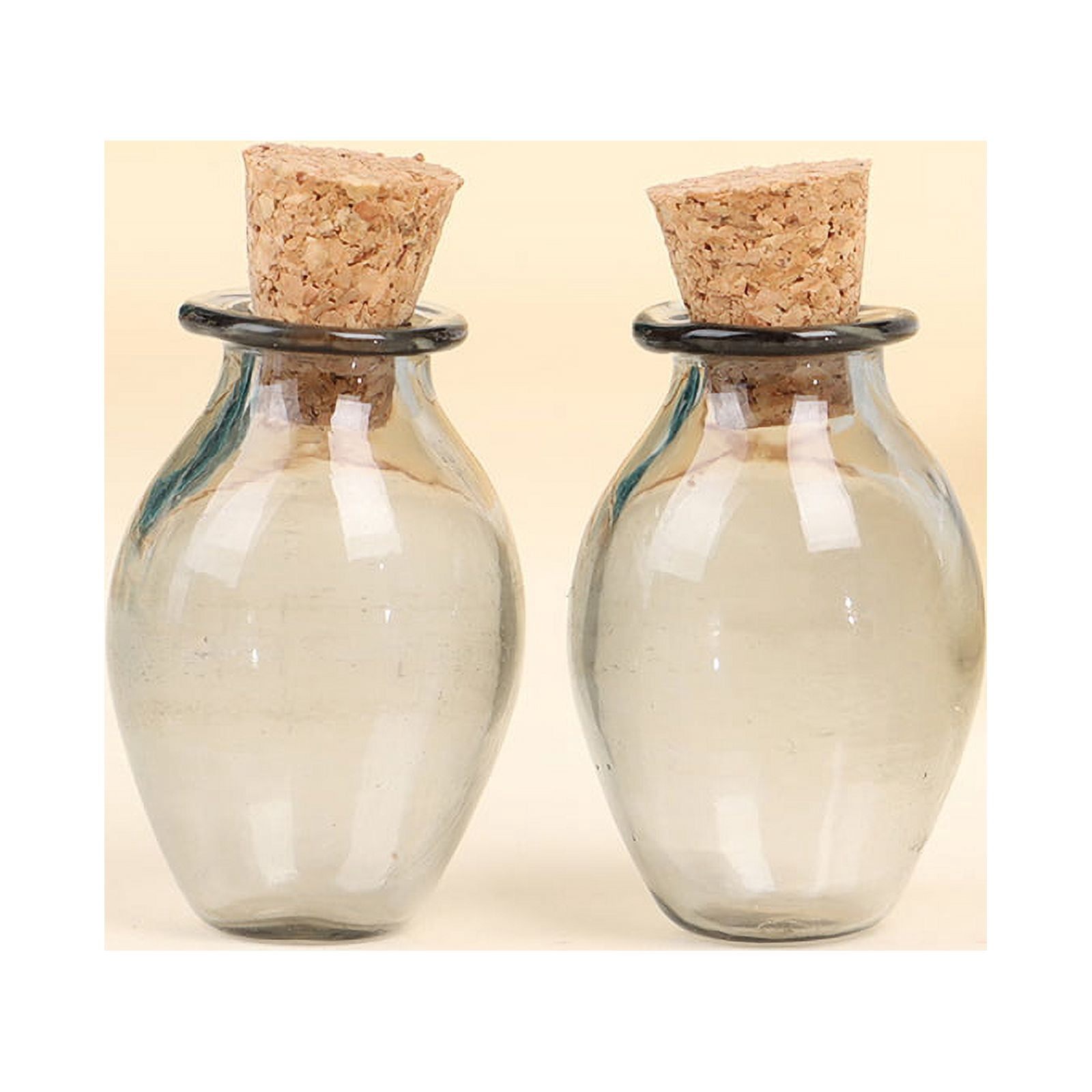 2Pcs 1:12 Dollhouse Miniature Glass Color Bottles Cork Bottles Tiny Jar ...