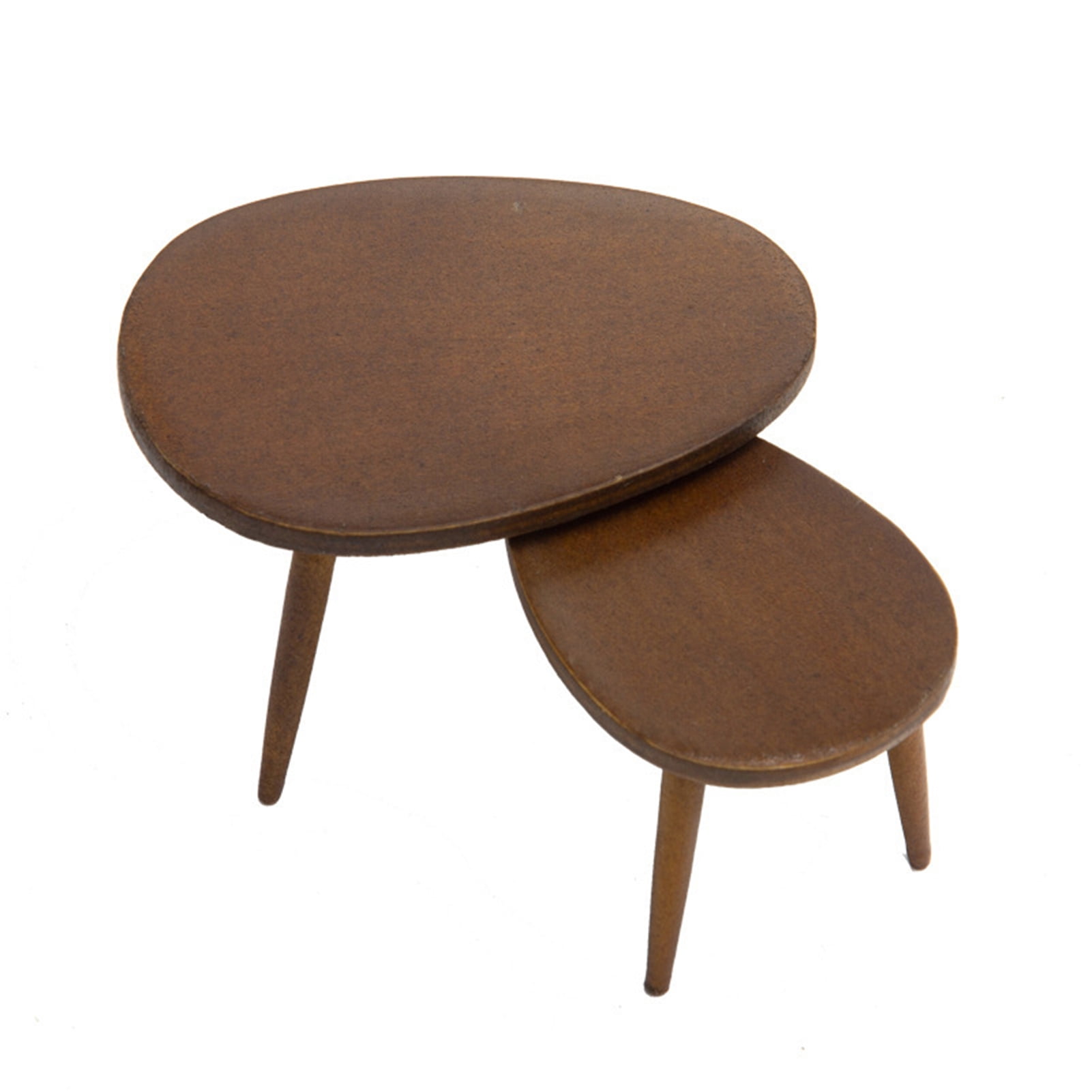 2Pcs 1:12 Dollhouse Tables Tripod Burr Free Wooden Dollhouse Artificial ...