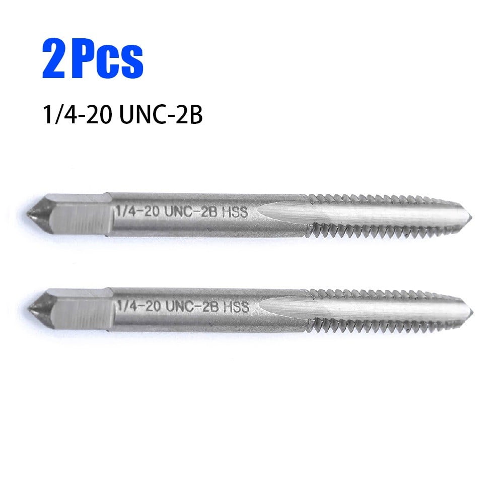 2pcs 1/4-20 UNC-2B Right Hand Taps HSS Straight Flute Thread Drill ...