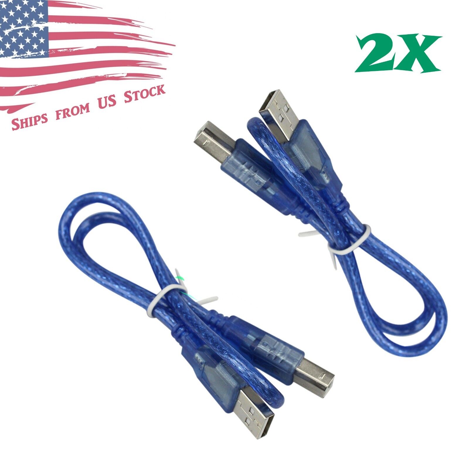 2pcs 1 Ft 30cm Usb 2 0 Cable Type A To B Male For Arduino Uno And Mega2560