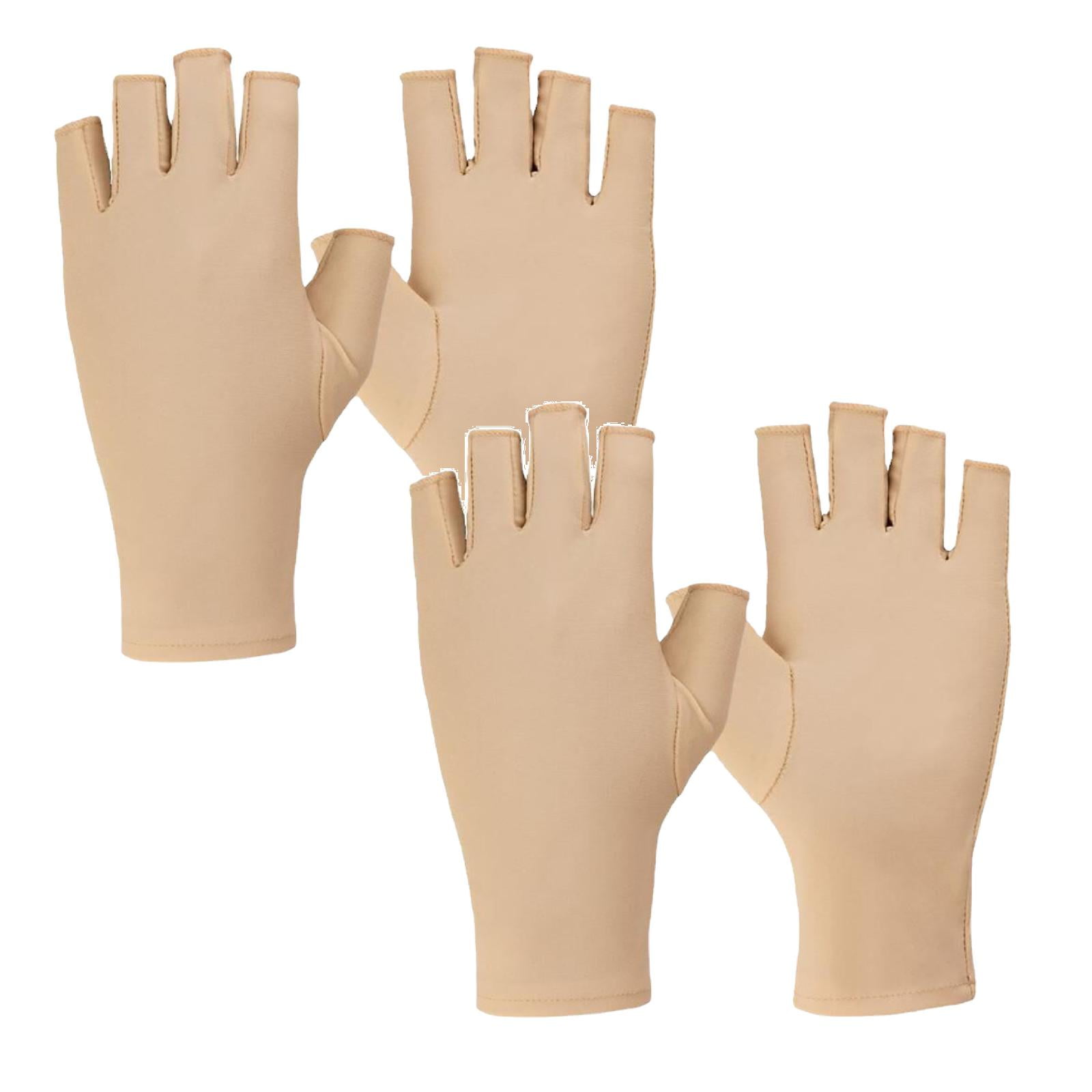 2Pcs 1 Pairs Elderly Skin Thin Protector Gloves Tone Fingerless Gloves ...