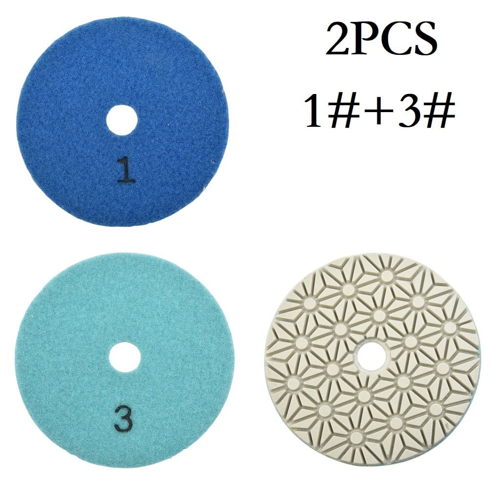 2Pcs 100Mm 4Inch Dry/Wet 3 Step Polishing Pads for Granite Tile ...