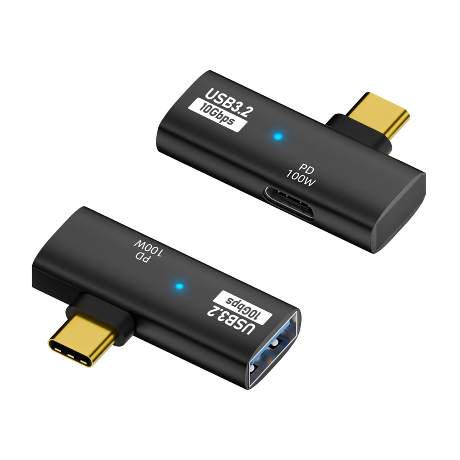 2Pcs 10Gbps PD100W Type C Male to Type C Female & USB Female Connector ...