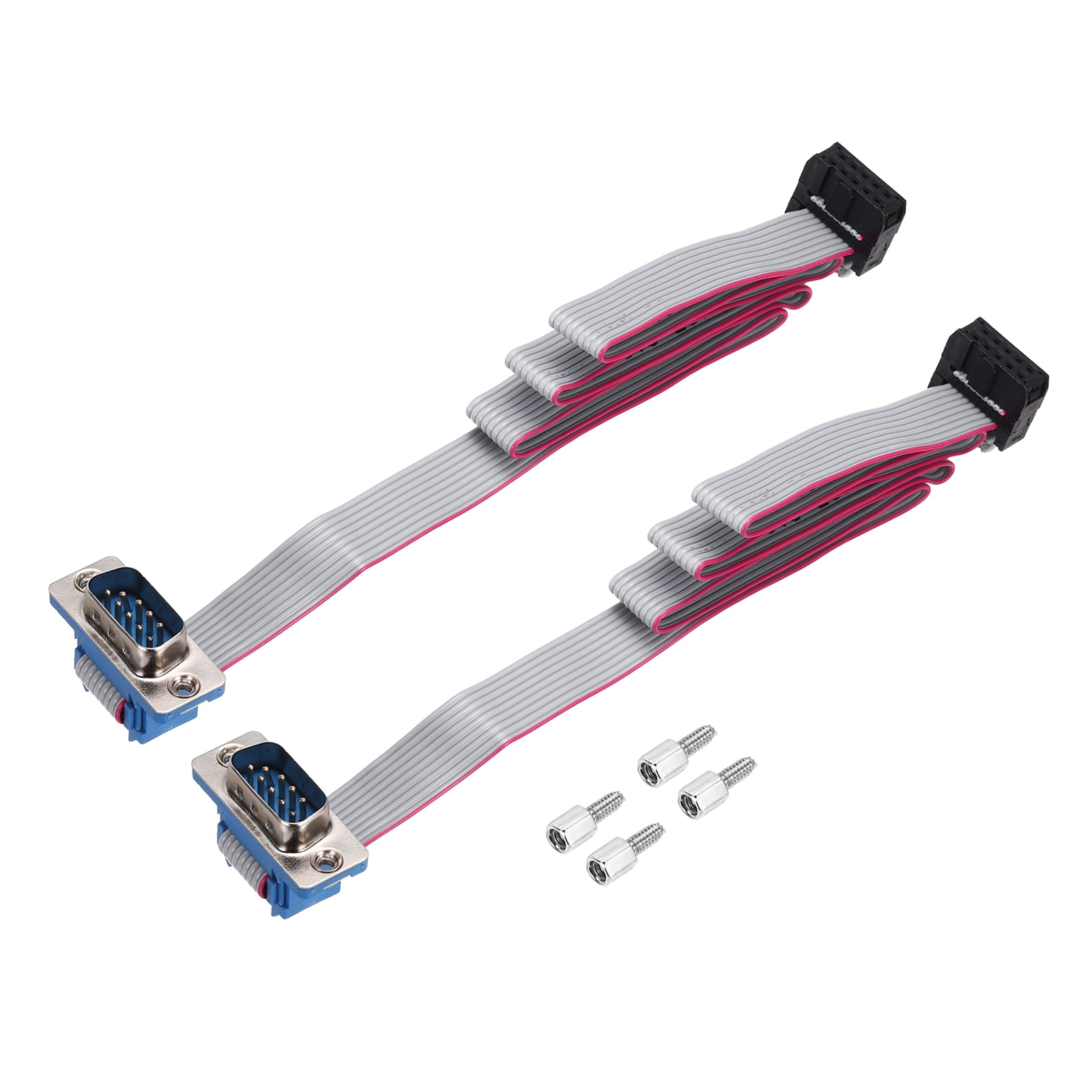 2Pcs 10Pin Flat Ribbon Cable Gray DB9 Male to FC-10P 2.54mm Pitch 50cm ...