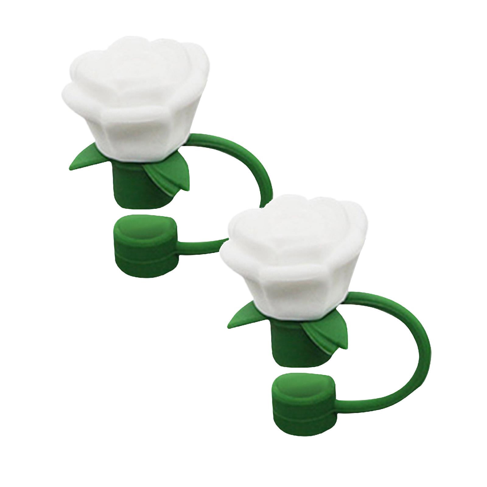 2Pcs 10mm Rose Flower Straw Covers for Stanley Cup,Silicone Cover Dust ...