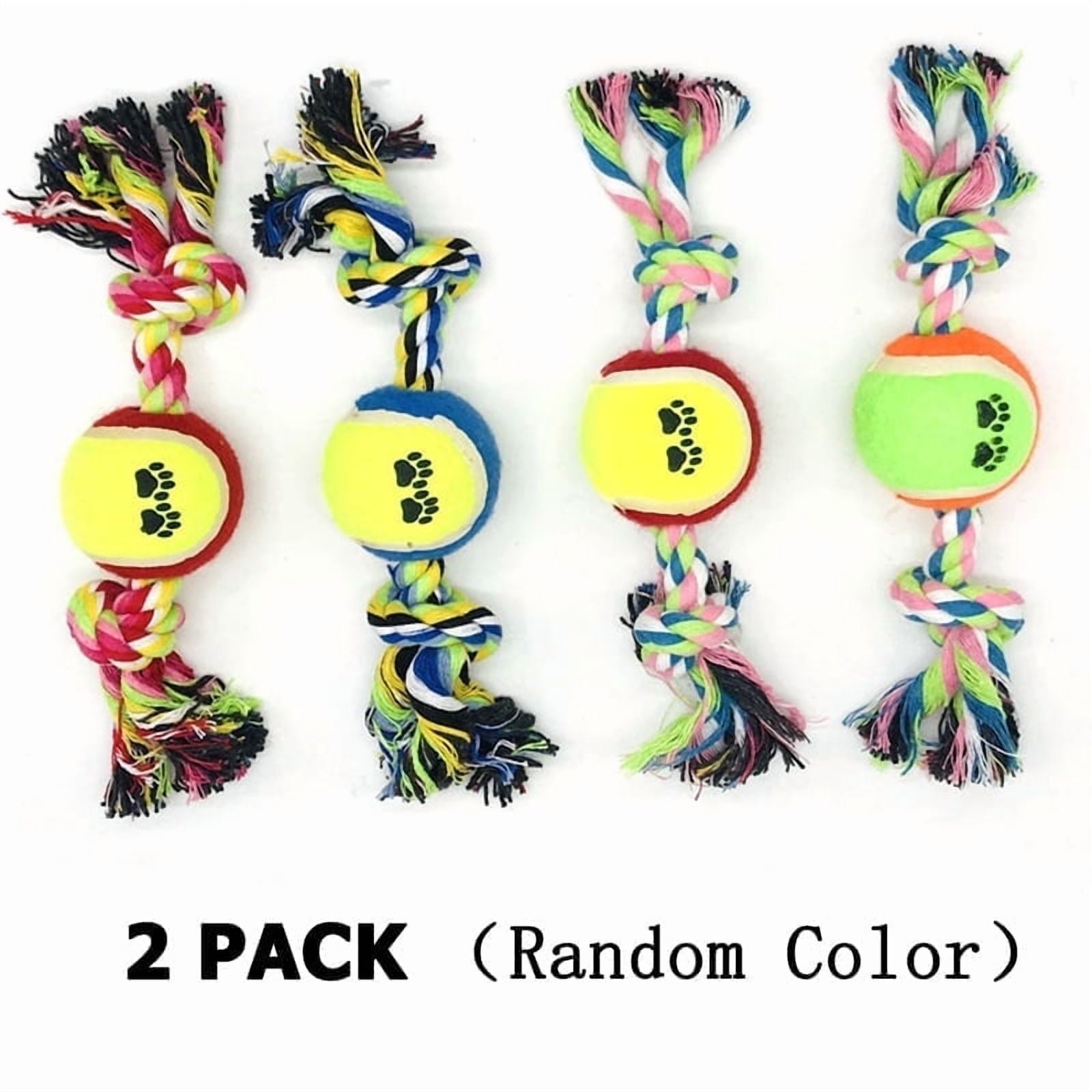2Pcs-11" Dog Rope Toys for Small Dogs， Double Knot Ropes with Mini ...