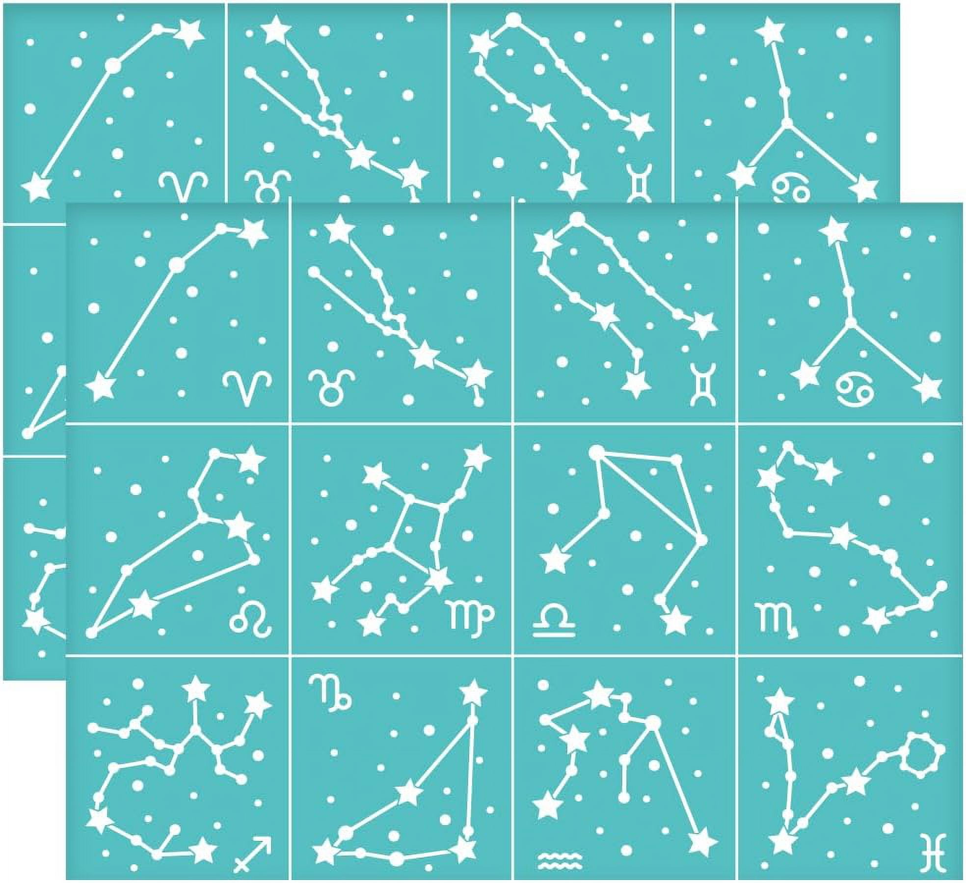 2Pcs 11x8.6 Inch 12 Constellations Self-Adhesive Silk Screen Printing ...
