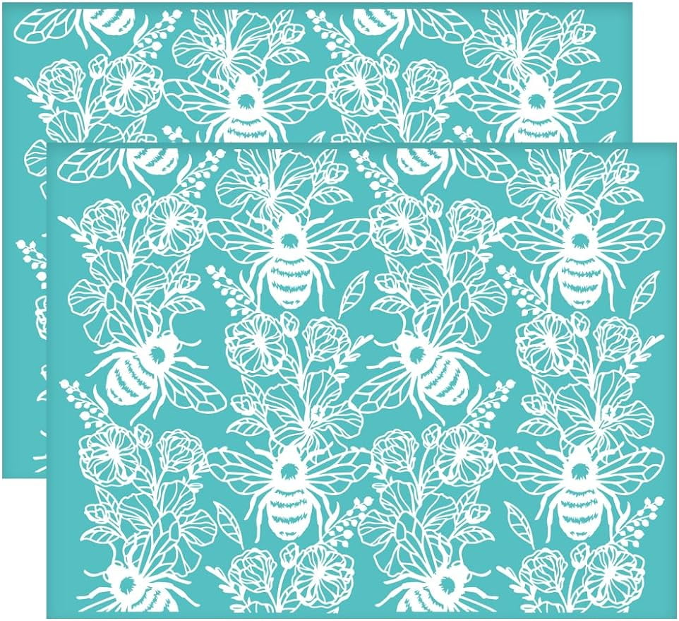 2Pcs 11x8.6 Inch Bee Pattern Self-Adhesive Silk Screen Printing Stencil ...