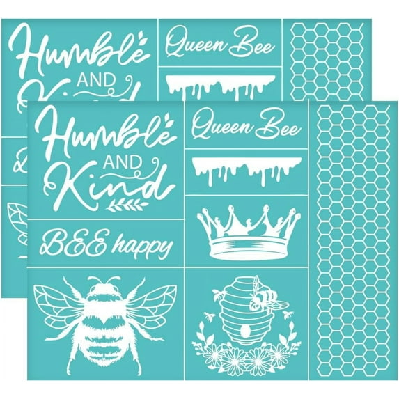 2Pcs 11x8.6 Inch Bee Pattern Self-Adhesive Silk Screen Printing Stencil ...