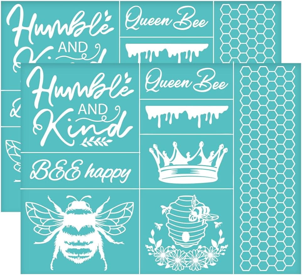 2Pcs 11x8.6 Inch Bee Pattern Self-Adhesive Silk Screen Printing Stencil ...