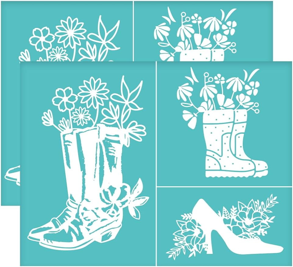 2Pcs 11x8.6 Inch Boot Pattern Self-Adhesive Silk Screen Printing ...