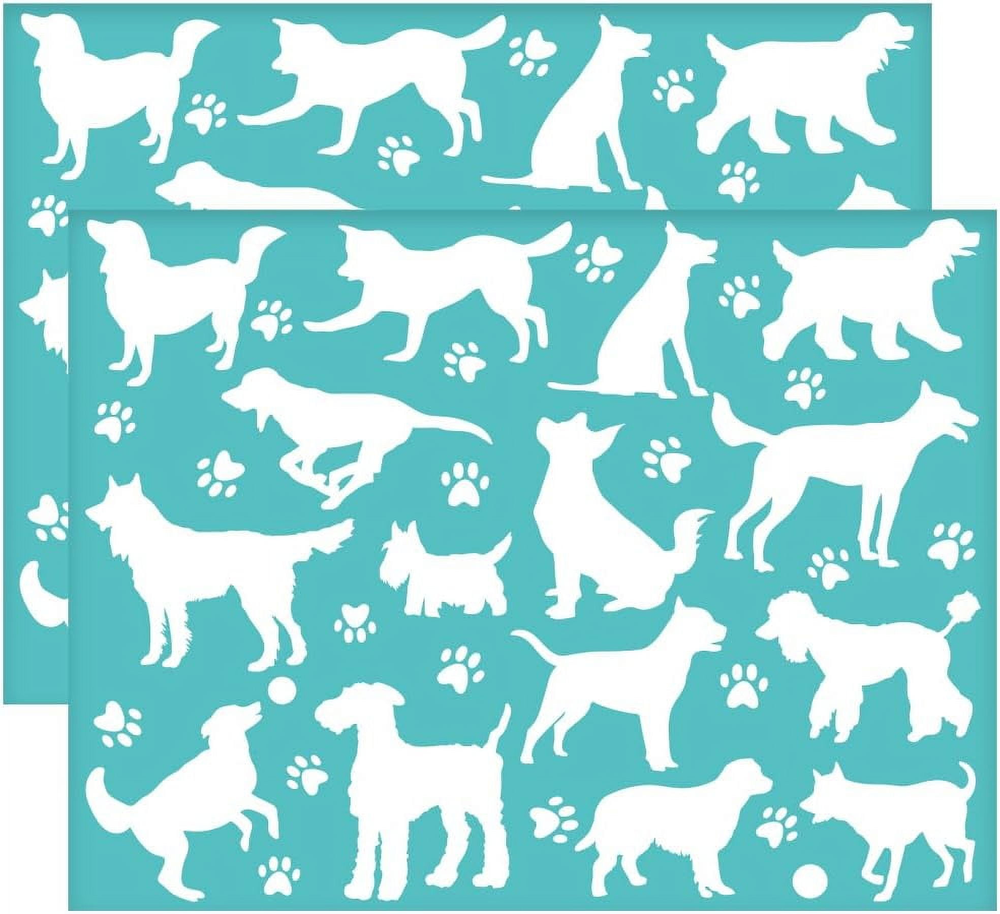 2Pcs 11x8.6 Inch Dog Theme Self-Adhesive Silk Screen Printing Stencil ...