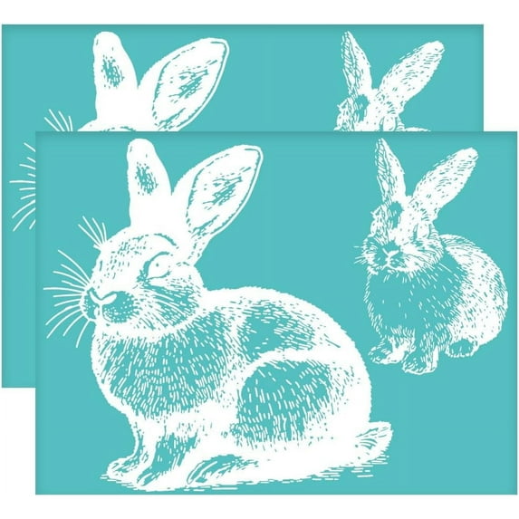 2Pcs 11x8.6 Inch Easter Rabbit Silk Screen Stencil Animal Theme Self ...
