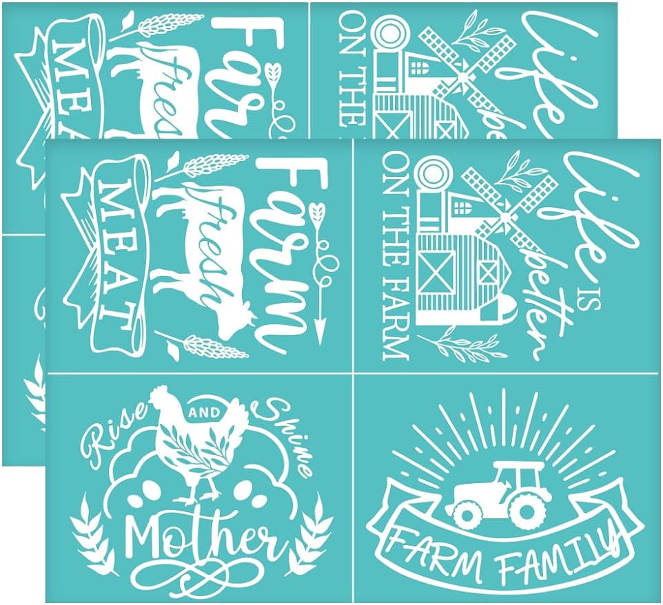 2Pcs 11x8.6 Inch Farm Slogan Self-Adhesive Silk Screen Printing Stencil ...