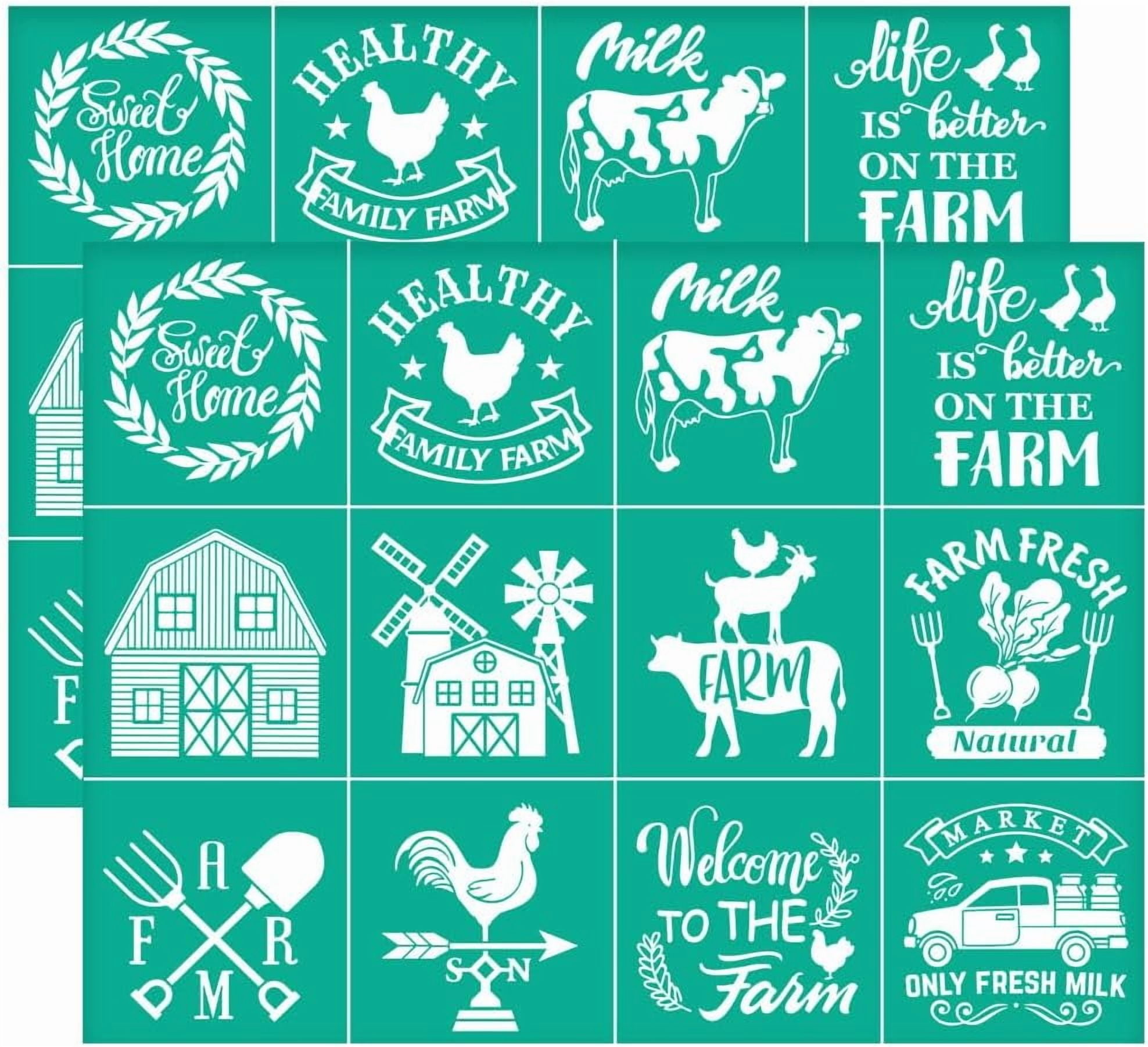 2Pcs 11x8.6 Inch Farm Theme Self-Adhesive Silk Screen Printing Stencil ...