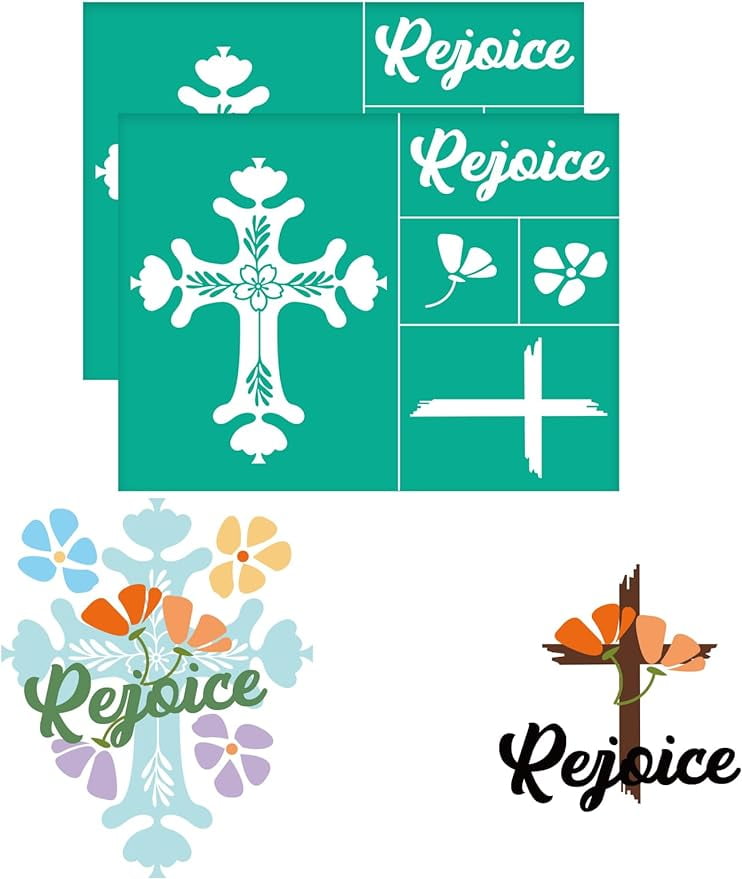 2Pcs 11x8.6 Inch Layered Cross Self-Adhesive Silk Screen Printing ...