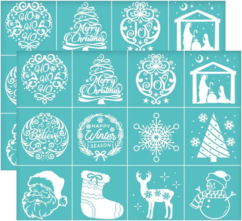 2Pcs 11x8.6 Inch Merry Christmas Self-Adhesive Silk Screen Printing ...