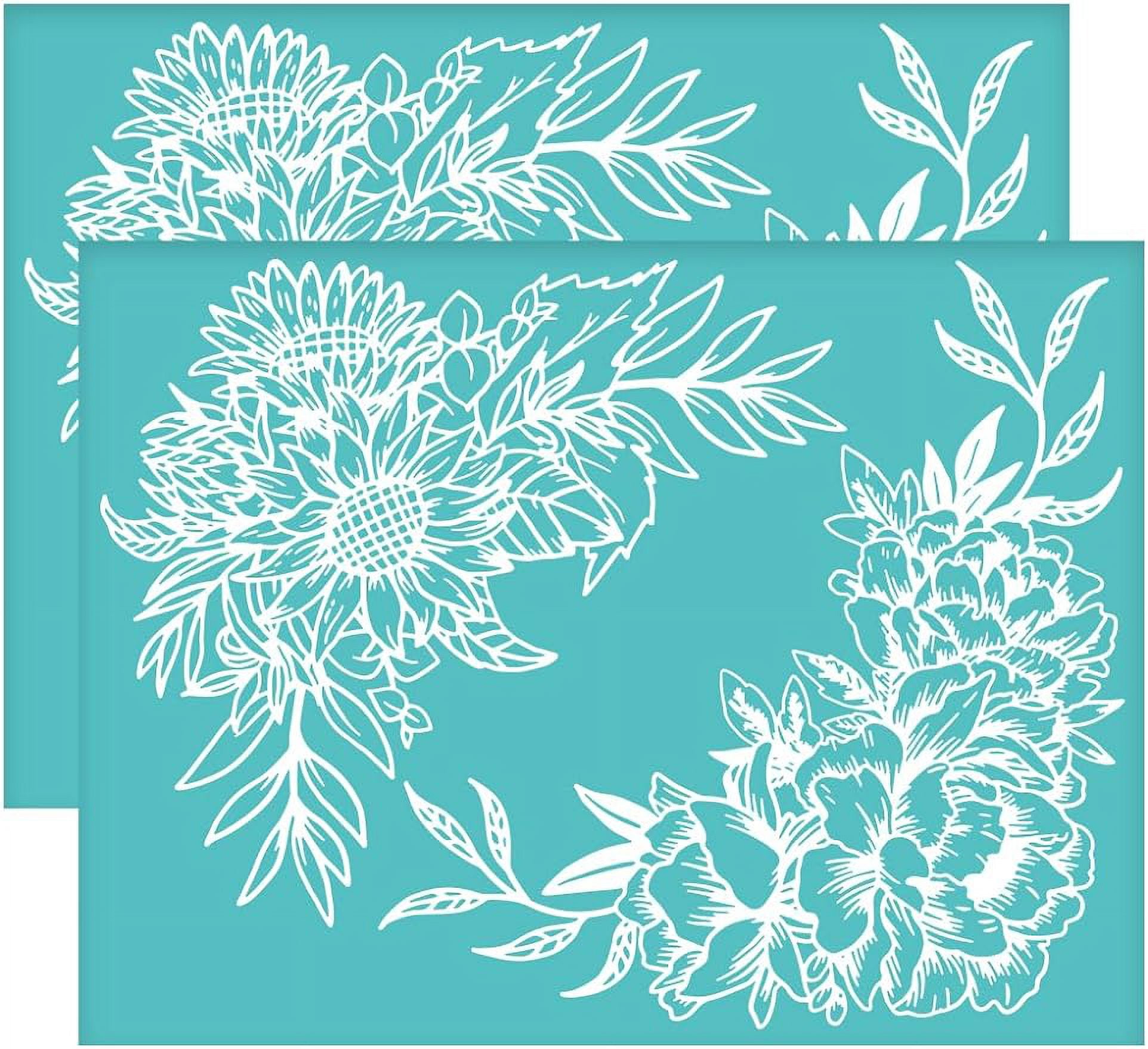 2Pcs 11x8.6 Inch Peony Sunflower Self-Adhesive Silk Screen Printing ...