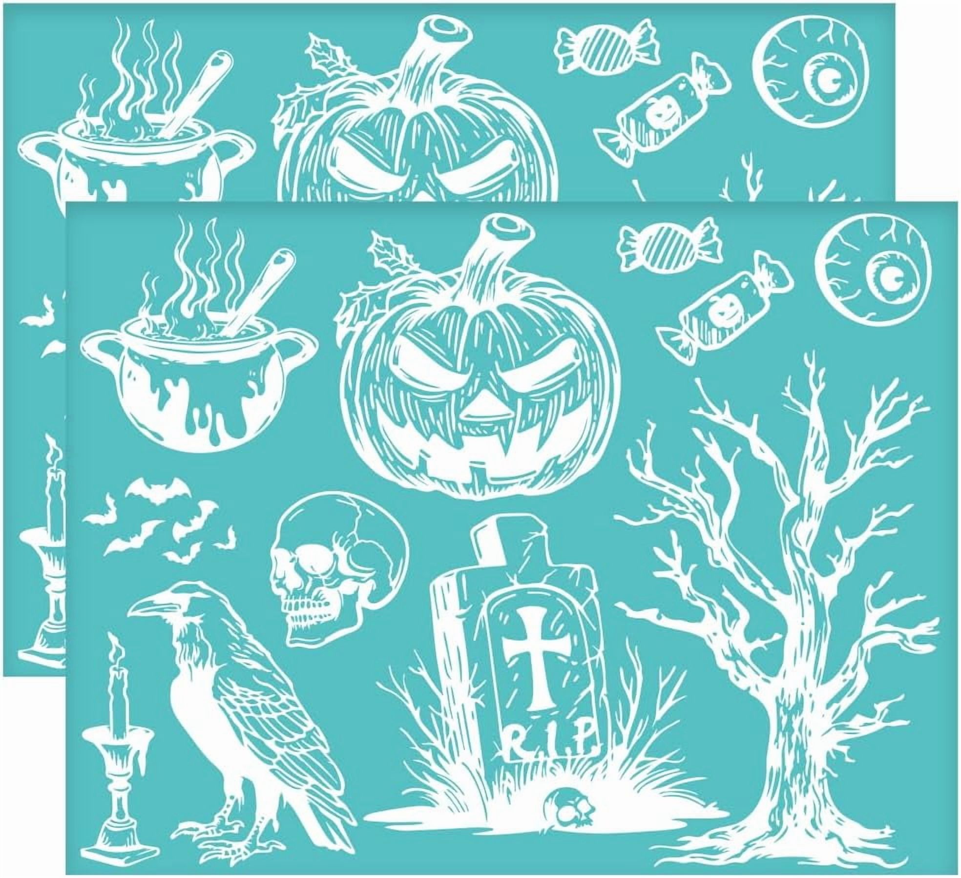2Pcs 11x8.6 Inch Pumpkin Self-Adhesive Silk Screen Printing Stencil ...